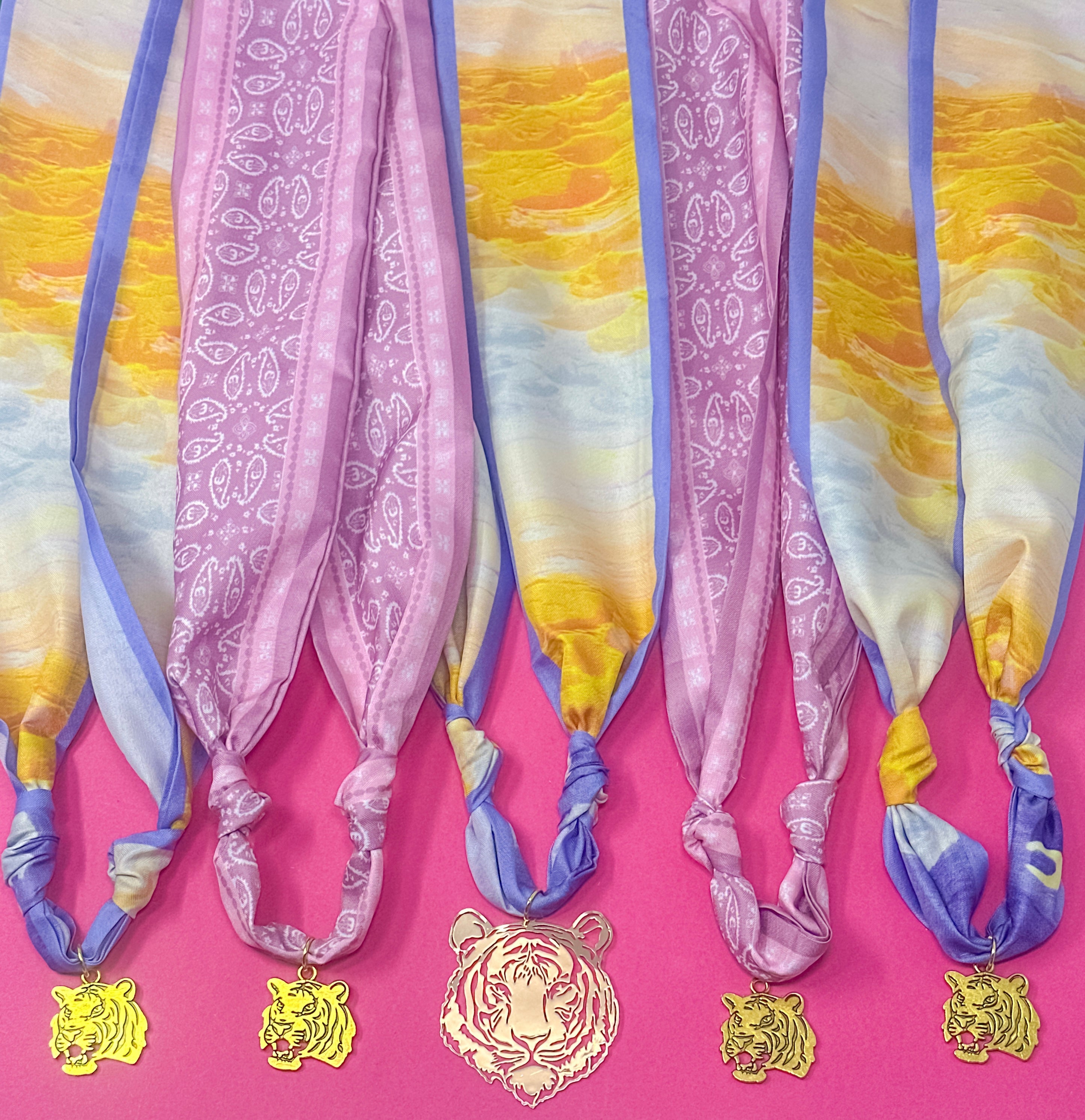 Game Day Scarf Charm Necklace - Purple and Gold Tiger – Golden Lily